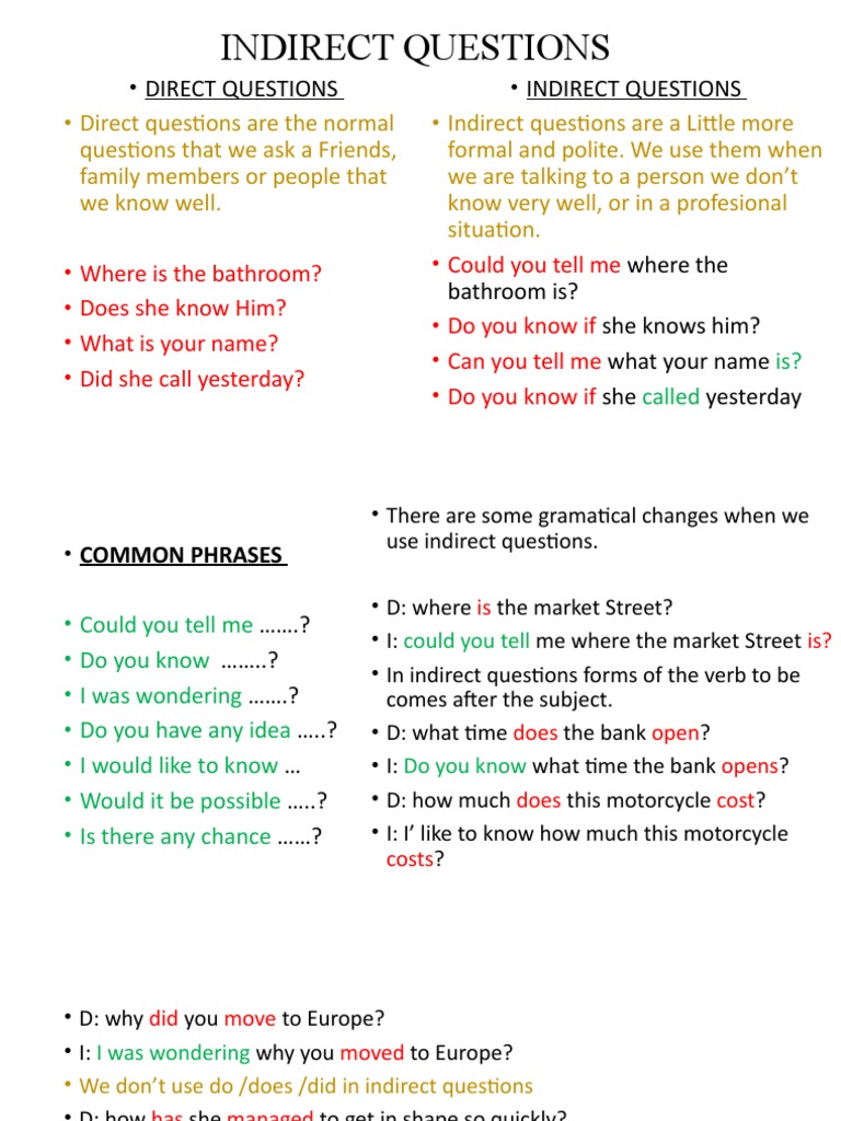 Indirect Questions | PDF