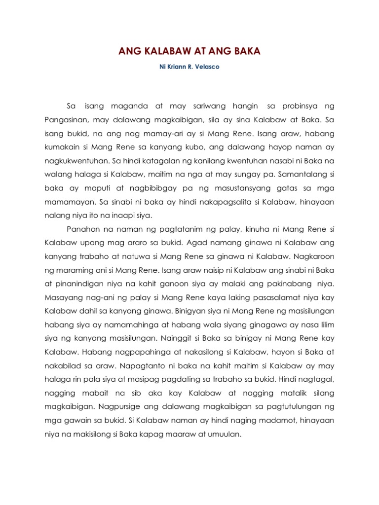 Ang Kalabaw at Ang Baka | PDF