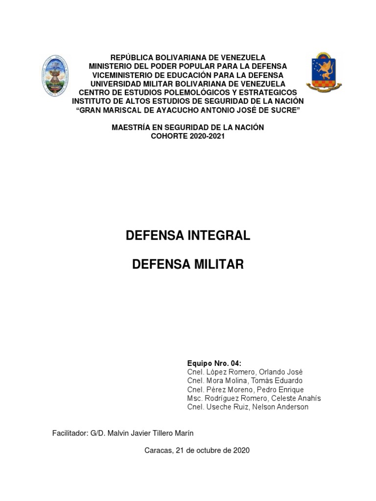Estructura de la Defensa Militar en Venezuela | PDF | Gobierno ...