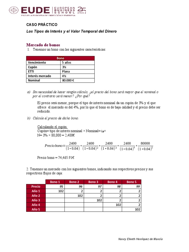 CASO PRÁCTICO CORREGIDO. - Los Tipos de Interés y El Valor Temporal Del Dinero | PDF | Economía ...