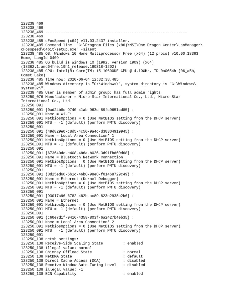 cFosSpeed Setup OldLog | PDF | Windows Registry | Installation (Computer Programs)