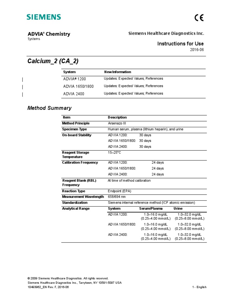 Calcium 2 - ADVIA Chemistry - Rev F DXDCM 09008b8380807ed3 ...