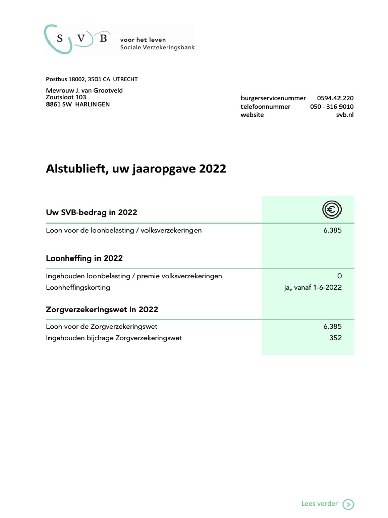 Uw Jaaropgave 2022 | PDF