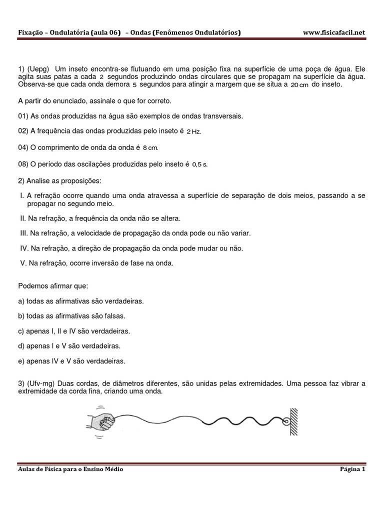 Ondulatoria Fixacao Aula06 | PDF | Ondas | Comprimento de onda