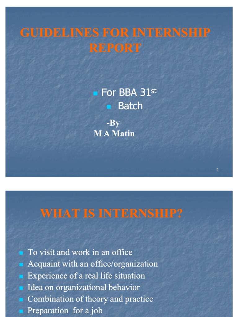 Guidelines For Internship Report | PDF