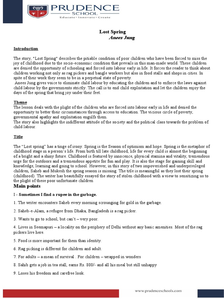 Lost Spring Notes | PDF