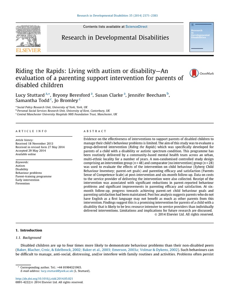 Riding The Rapids - Living With Autism or Disability - An | PDF ...