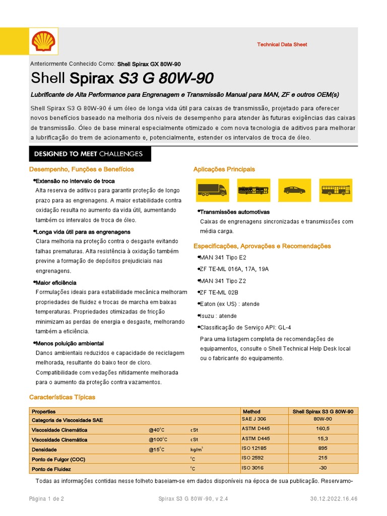 Ficha - Técnica - Shell Spirax S3 G 80W-90 | PDF | Vestir-se | Química