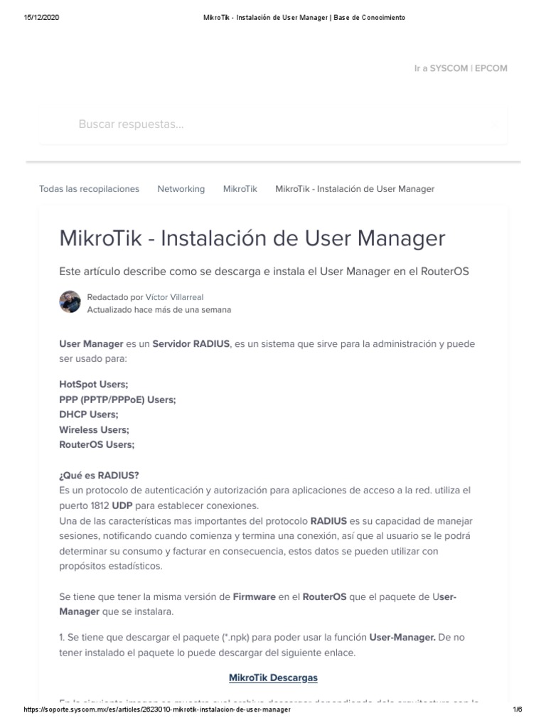 Guía de Instalación User Manager MikroTik | PDF | Radio | Protocolos de ...
