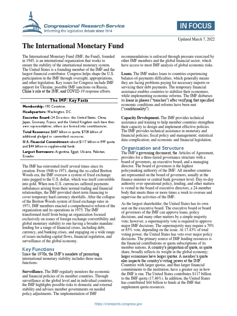 The International Monetary Fund: The IMF: Key Facts | Descargar gratis PDF | International ...