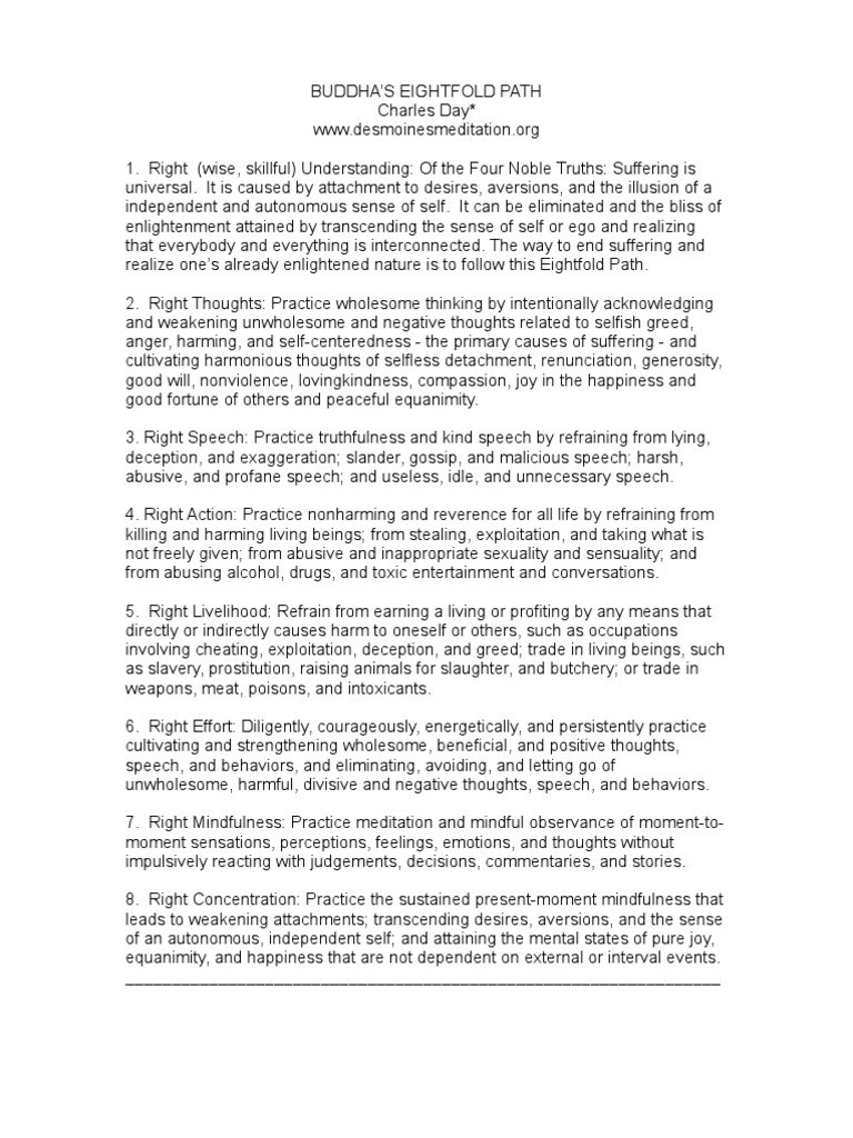 Buddha's Noble Eightfold Path | PDF | Noble Eightfold Path | Indian ...