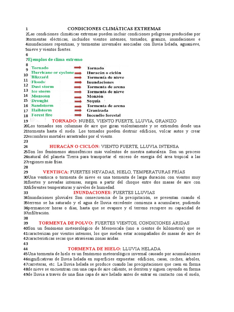 Condiciones Climáticas Extremas | PDF | Herida | Ventiscas