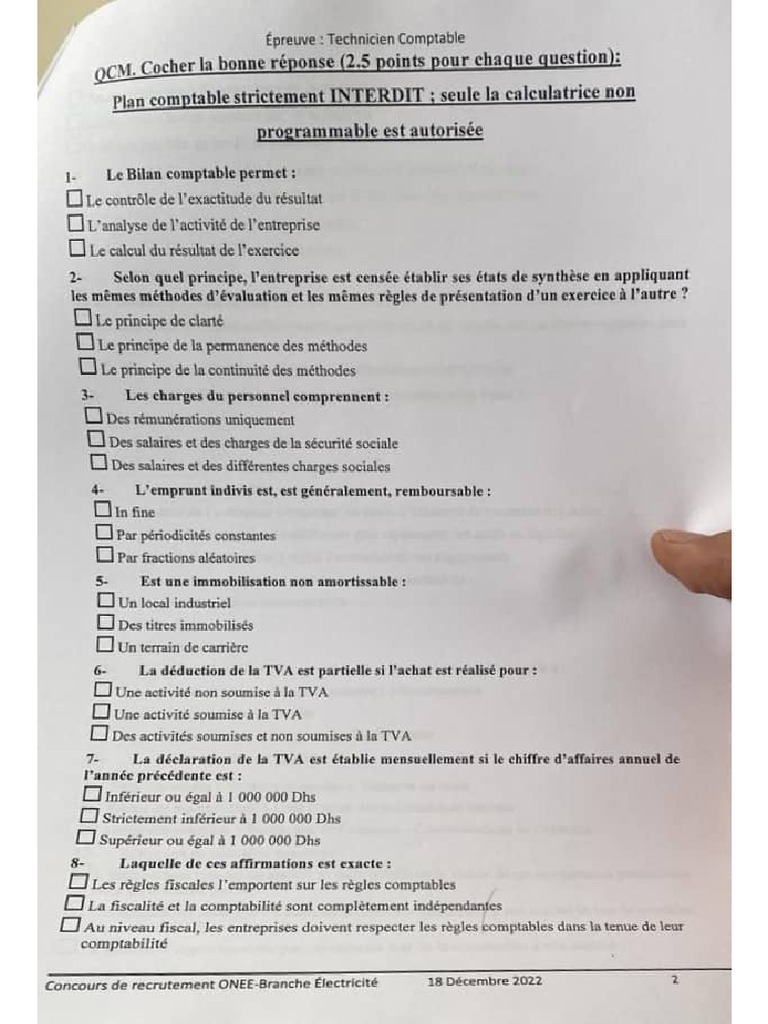 Concours Onee Comptabilité 2022 | PDF