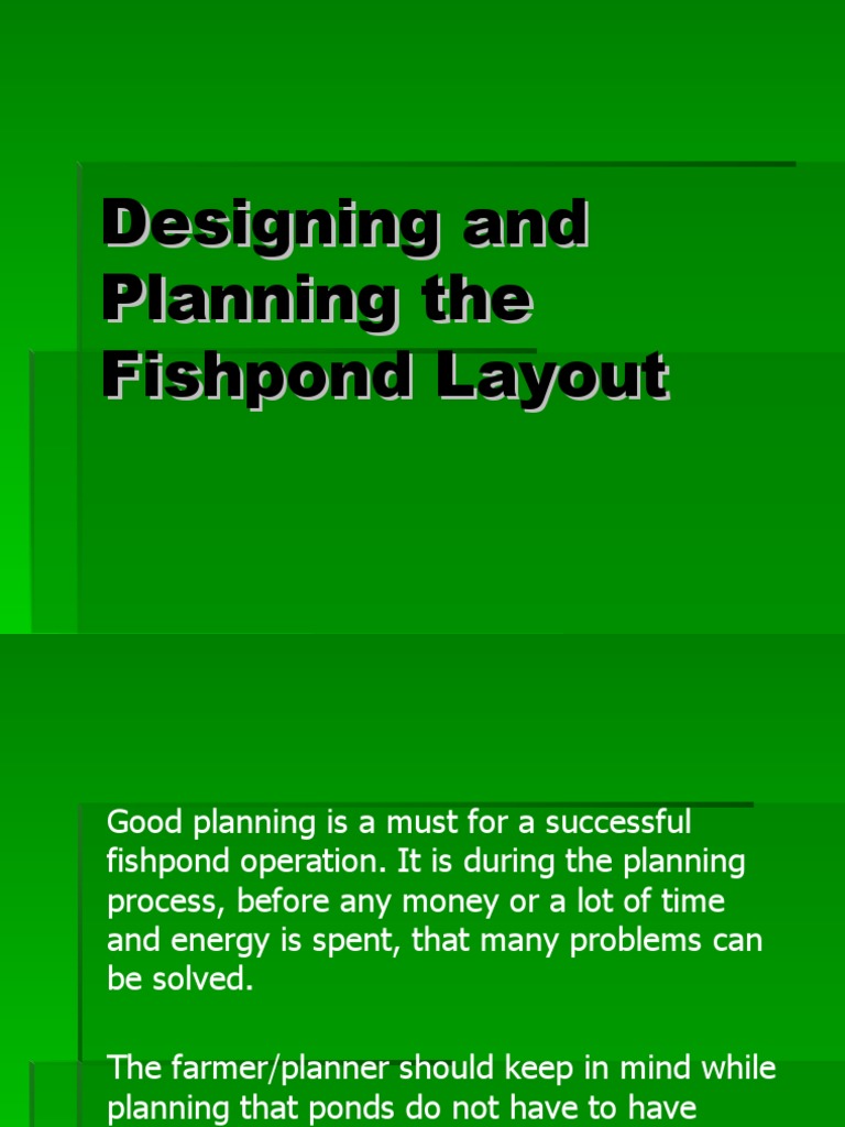 Fish Pond Layout and Design Guide | PDF | Water | Pond