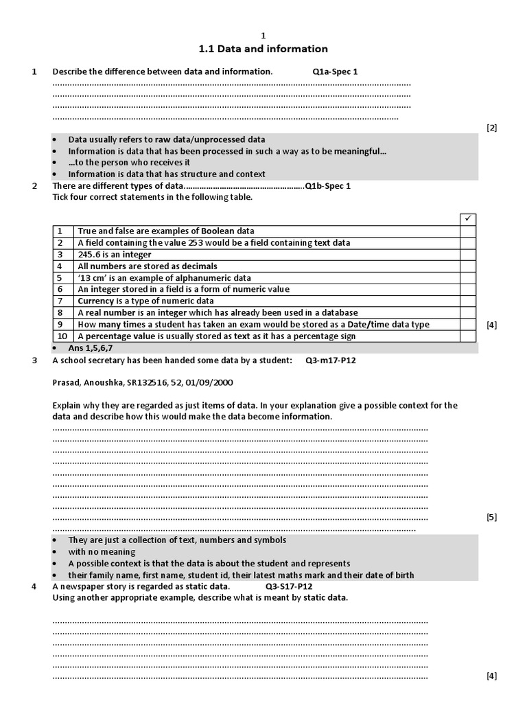 Chapter 1 Data Information Classified Pdf Information Data