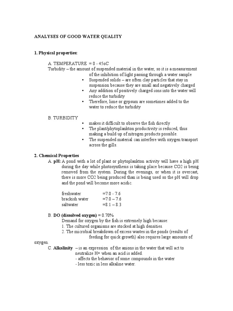 Analyses of Good Water Quality | PDF | Science & Mathematics Analyses of Good Water Quality | PDF | Science & Mathematics