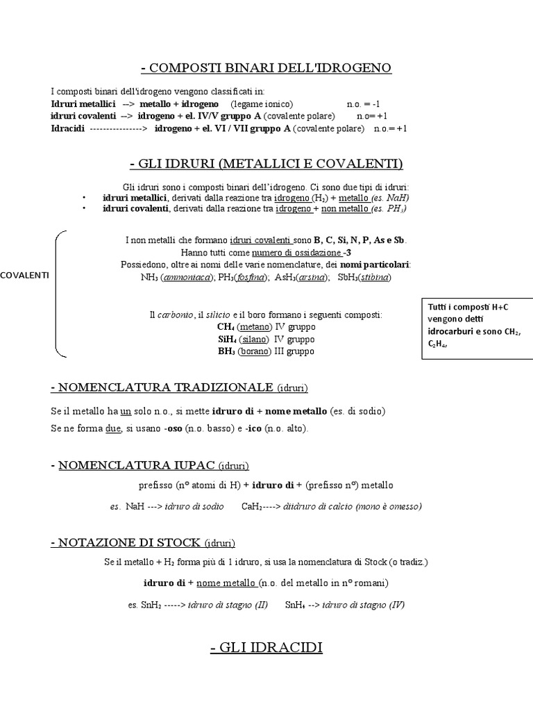 13) Idruri, Idracidi e Sali Binari | PDF