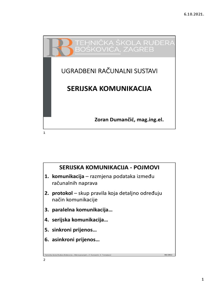 Serijska Komunikacija UART | PDF