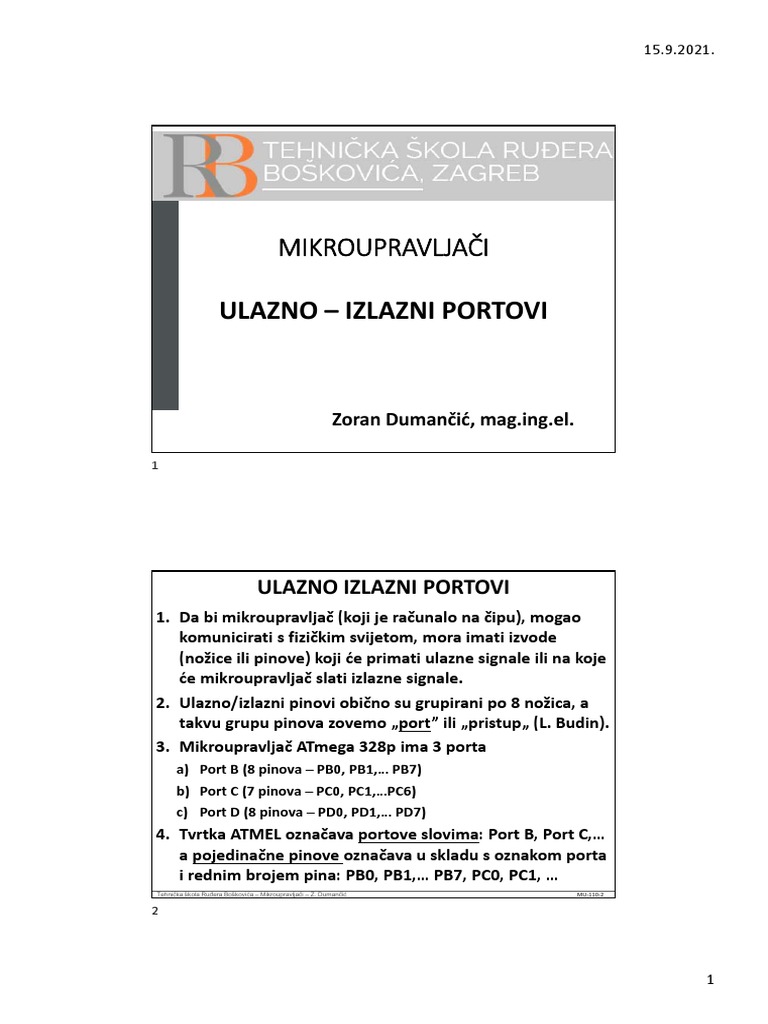 Ulazno-Izlazni Portovi - Ponavljanje | PDF