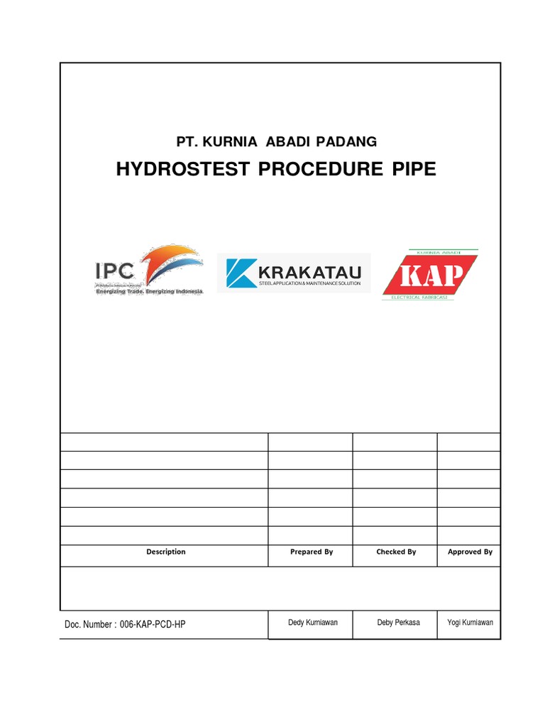 Hydrostatic Testing Procedure Guide | PDF | Pipe (Fluid Conveyance ...
