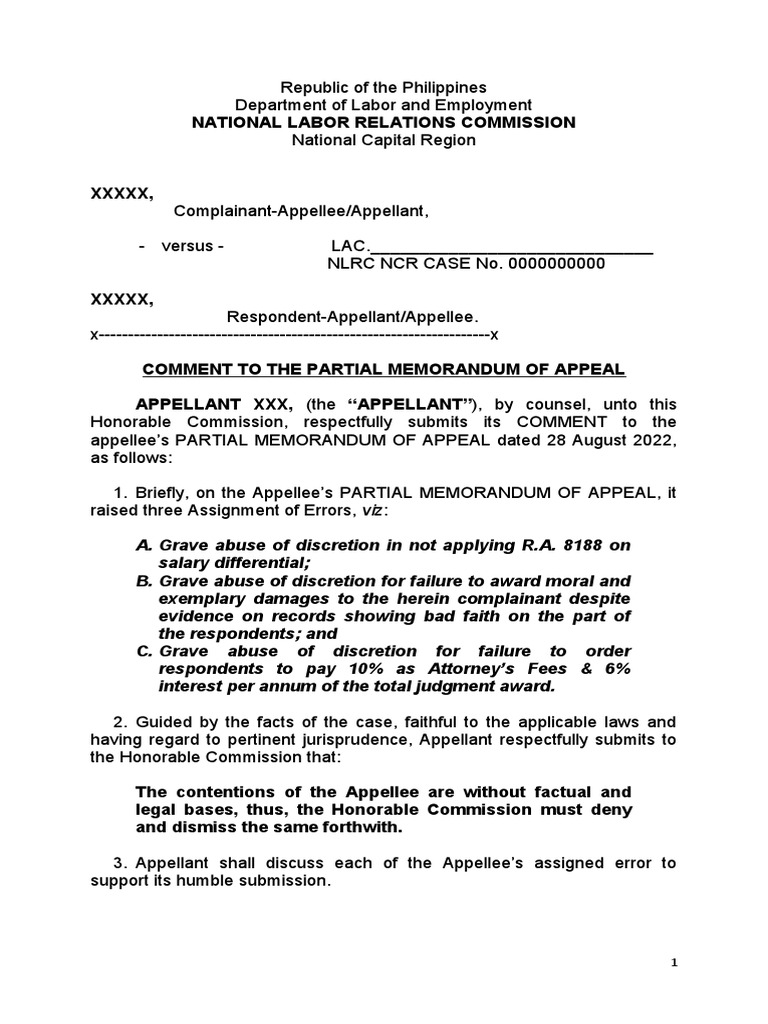 Comment Sample | PDF | Appeal | Fine (Penalty)