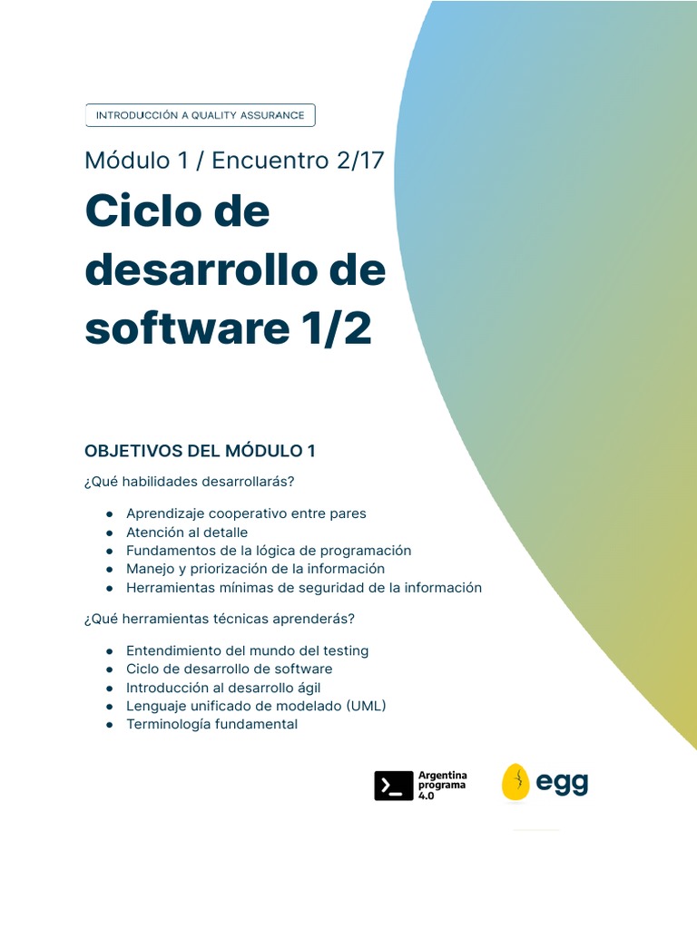 QA E2 - Ciclo de Desarrollo de Software 1 - 2 | PDF | Software ...