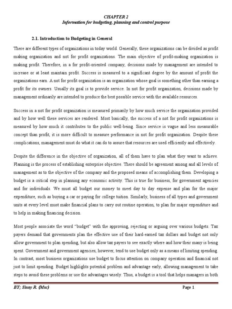 Cost II Chapter Two by Sisay | PDF | Budget | Goal