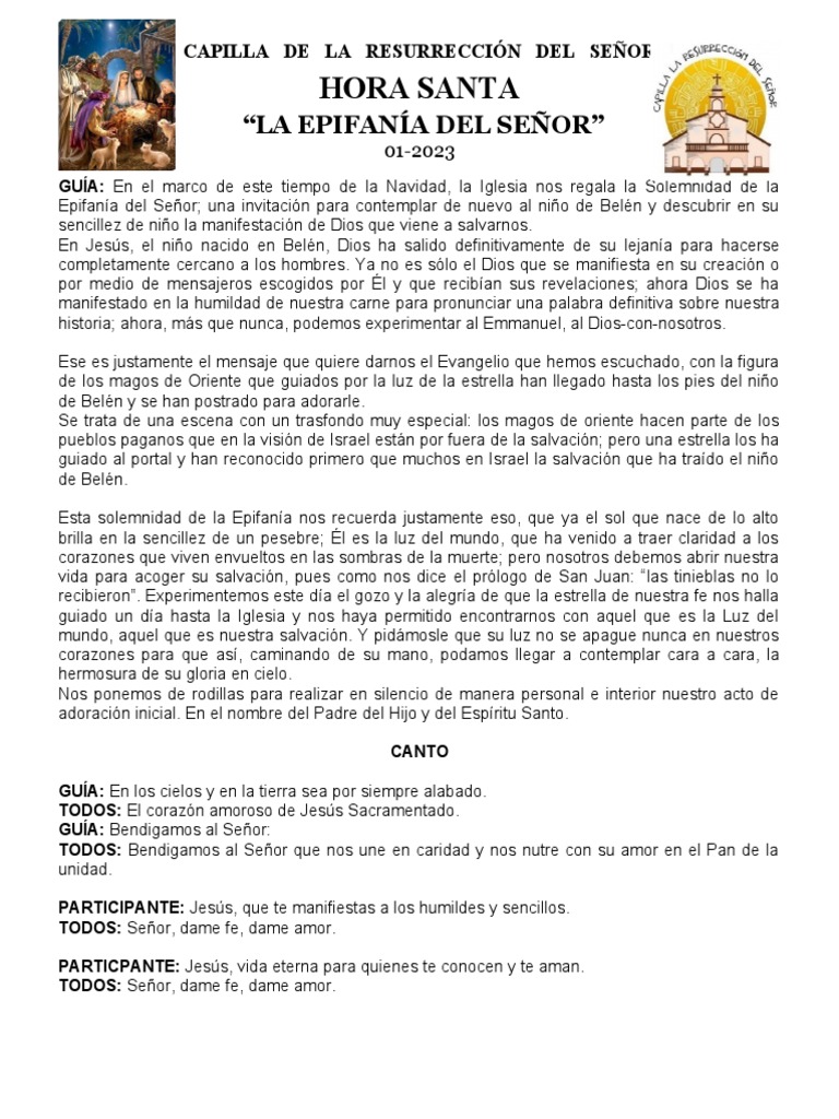 Epifanía: Manifestación de Jesús en la Eucaristía | PDF | eucaristía ...