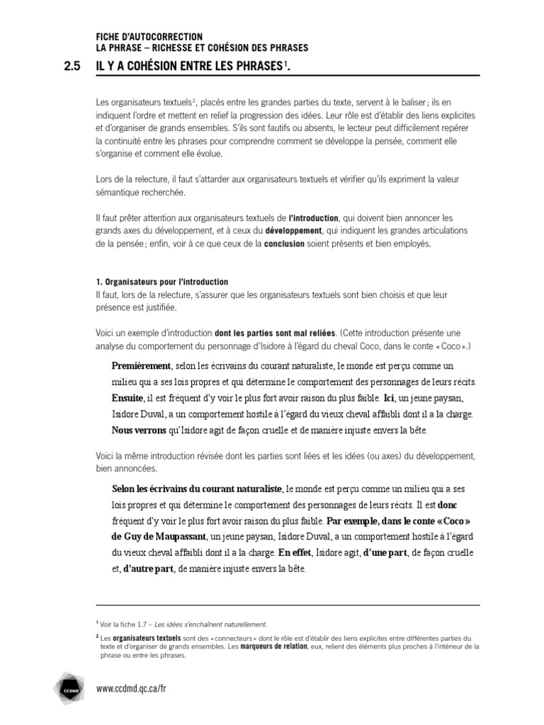 Importance des organisateurs textuels | PDF | Linguistique