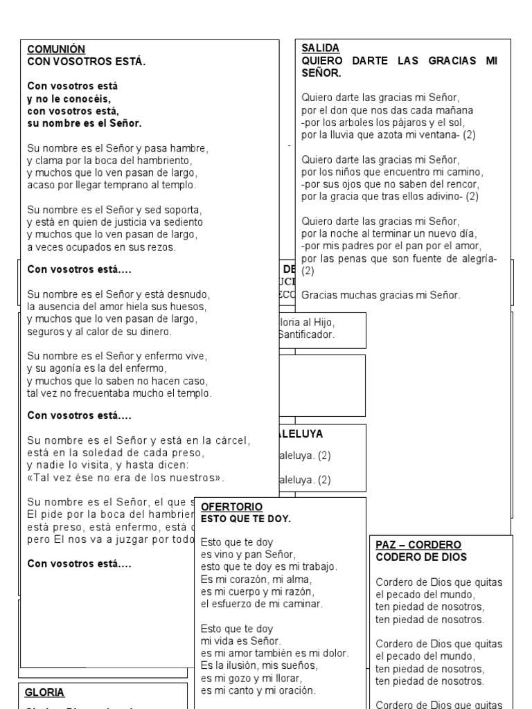 1.-Esquema Coro Cantos Misa Tiempo Ordinario 1 | PDF | Misa (liturgia)