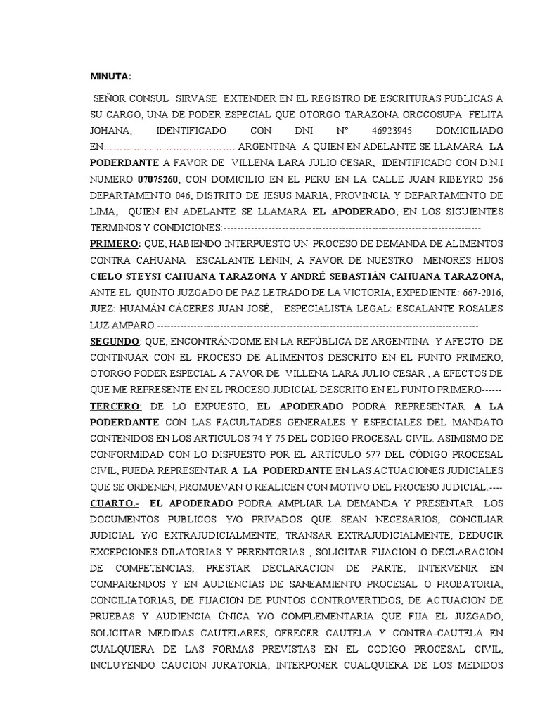 Poder Especial para Proceso Judicial | PDF | Demanda judicial | Judicaturas