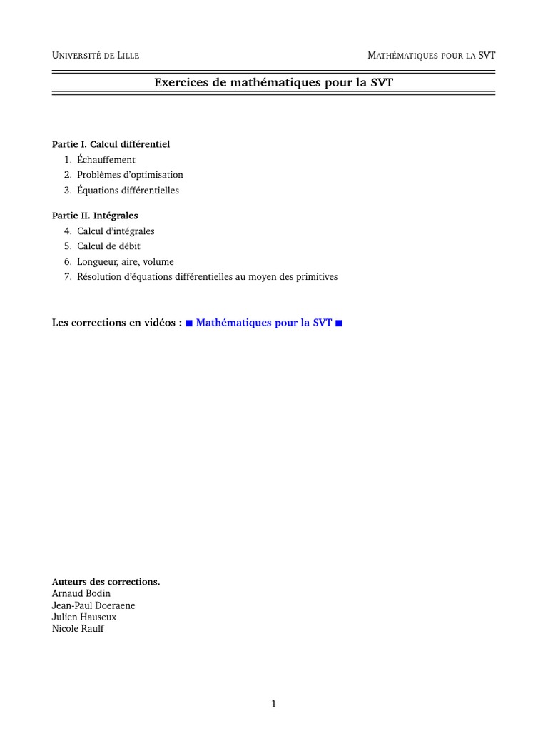 Exercices de Maths pour SVT | PDF | Limite (mathématiques) | Fonction ...