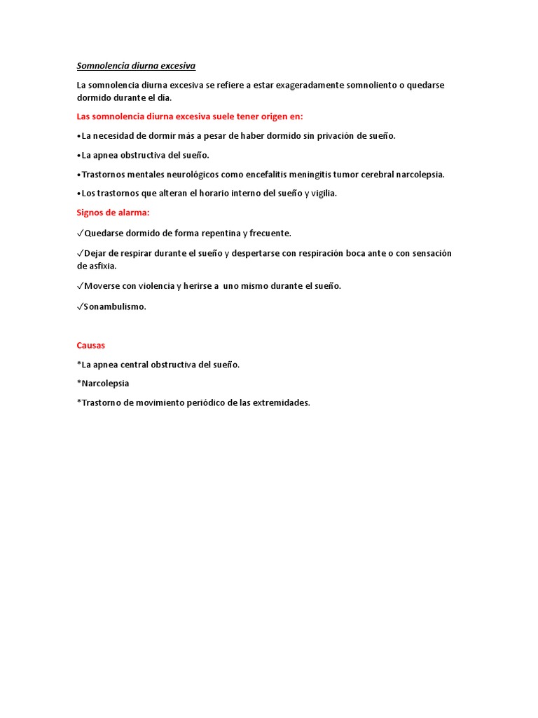Somnolencia Diurna Excesiva | PDF