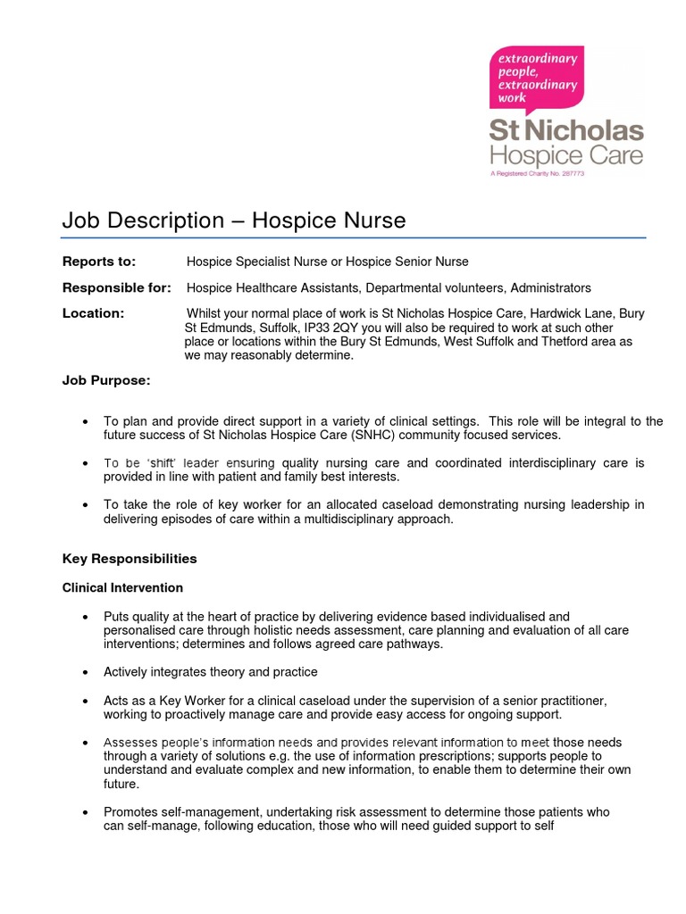 Hospice Nurse Job Description and Duties | PDF | Nursing | Hospice