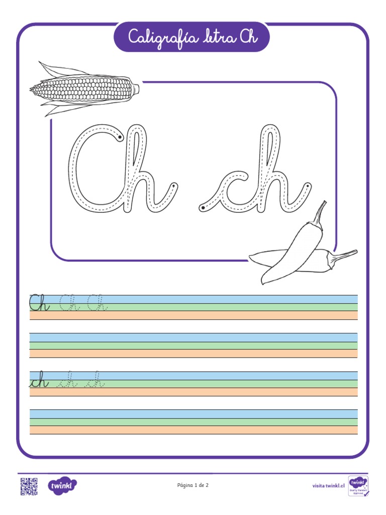 CL L 1661136632 Caligrafia Letra CH Hoja de Trabajo - Ver - 1 | PDF
