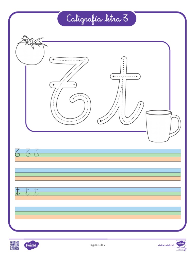 CL L 1656775249 Caligrafia Letra T Hoja de Trabajo - Ver - 3 | PDF