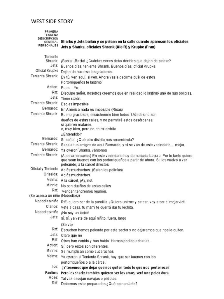 West Side Story Script Final | PDF | María, madre de Jesús | Las artes ...