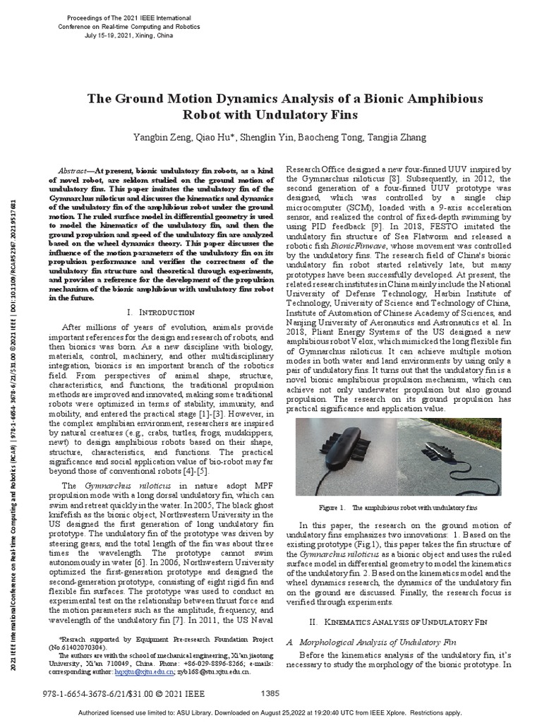 The Ground Motion Dynamics Analysis of A Bionic Amphibious Robot With ...
