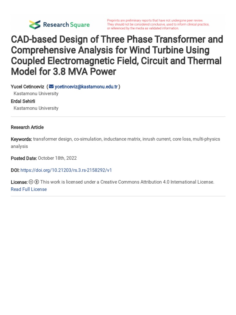 CAD-based Design of Three Phase Transformer and Co | PDF | Transformer ...