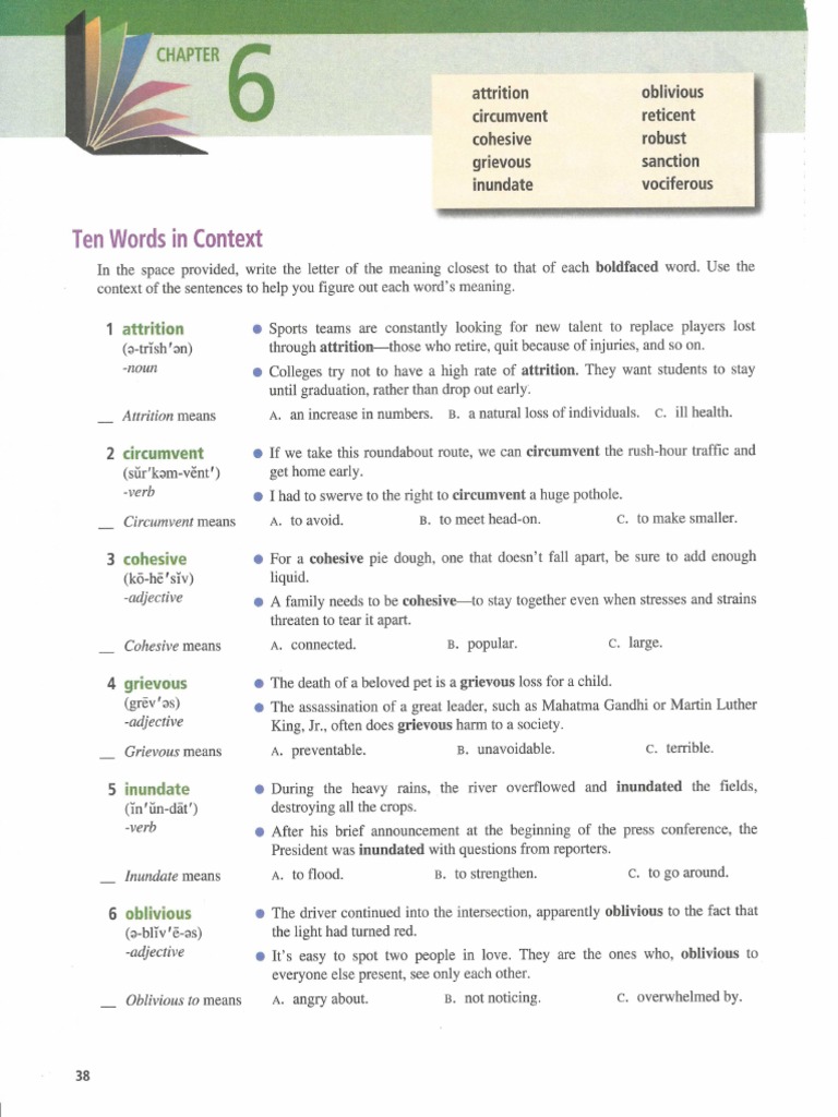 Vocabulary Unit 2 Chapter 6 PG1-4 | PDF