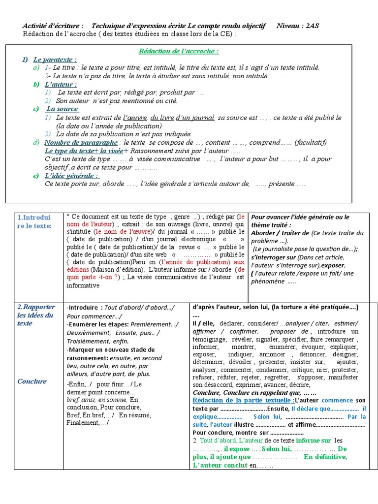 Compte Rendu Objectif 2AS | PDF | Ponctuation