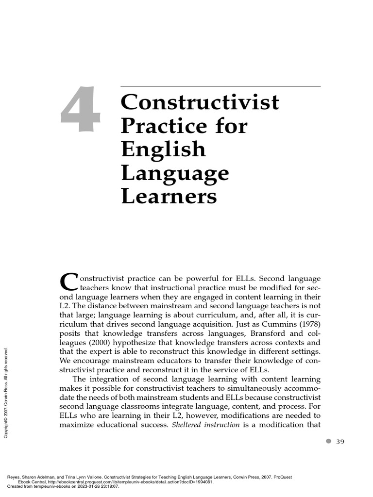 Constructivist Strategies For Teaching English Lan... - (Chapter 4 - Constructivist Practice For ...