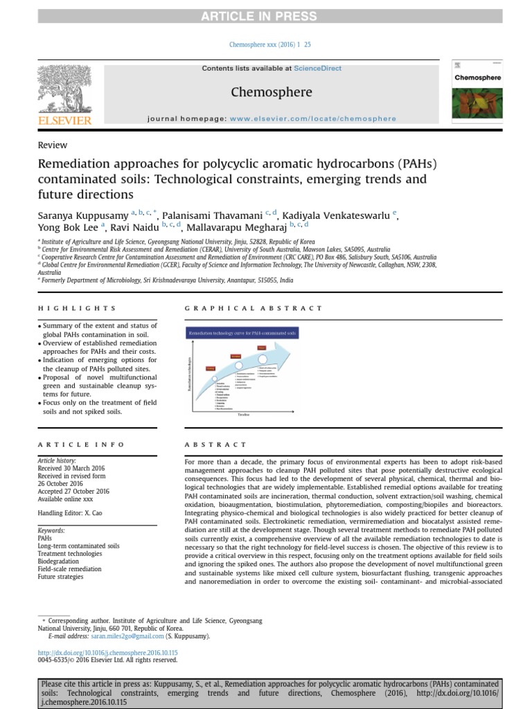Kuppusamy2016 Reviewmetods | PDF | Polycyclic Aromatic Hydrocarbon | Environmental Remediation