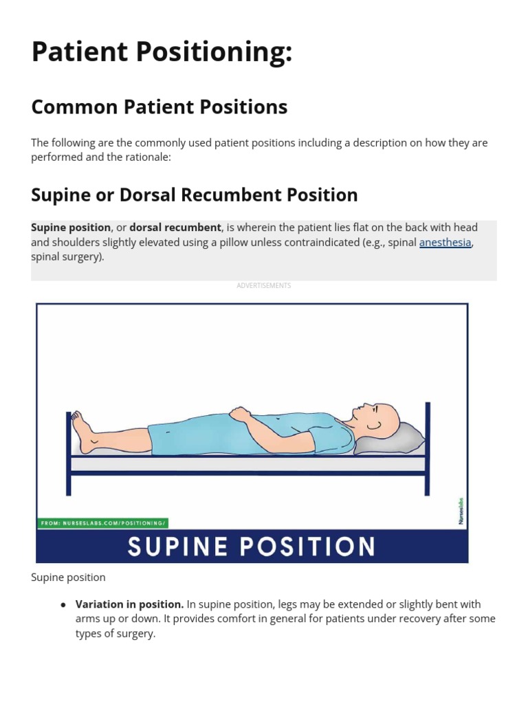 Patient Positioning | PDF | Anatomical Terms Of Motion | Respiratory ...