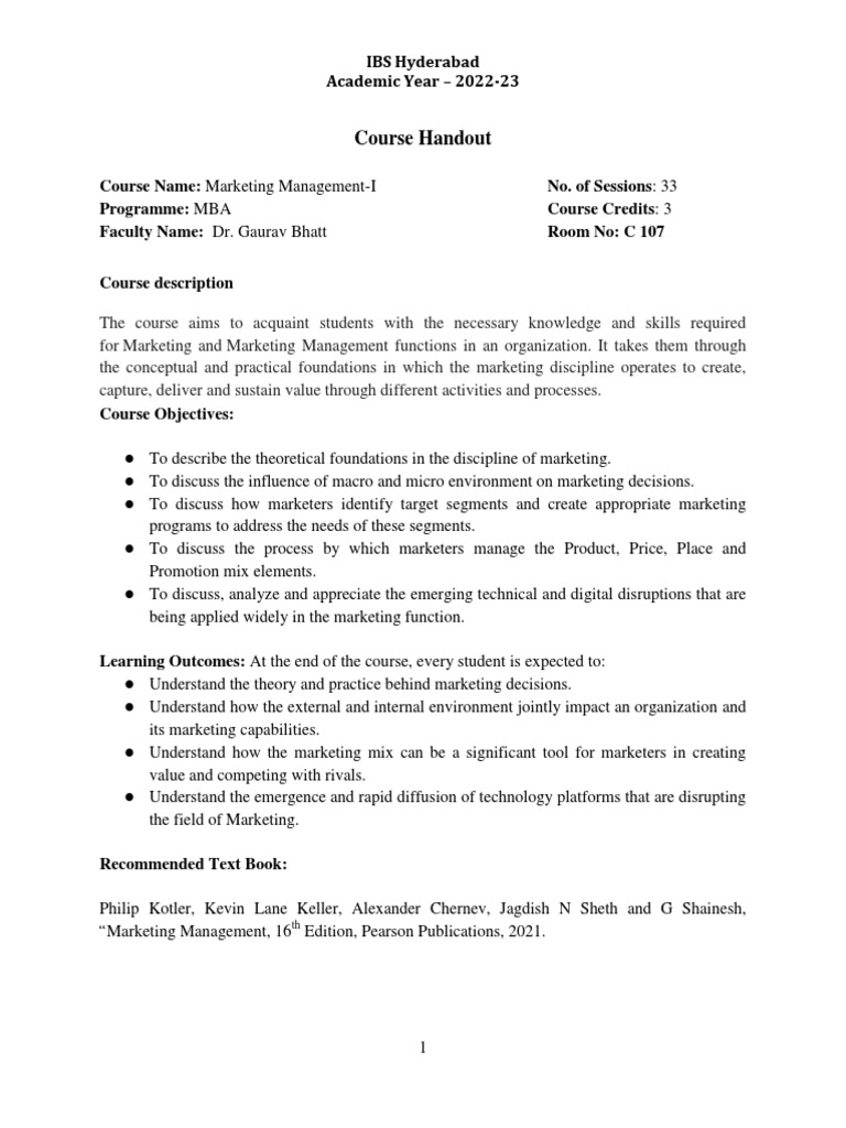 MBA MM Course Handout 2024 | PDF | Marketing | Market Segmentation MBA MM Course Handout 2024 | PDF | Marketing | Market Segmentation