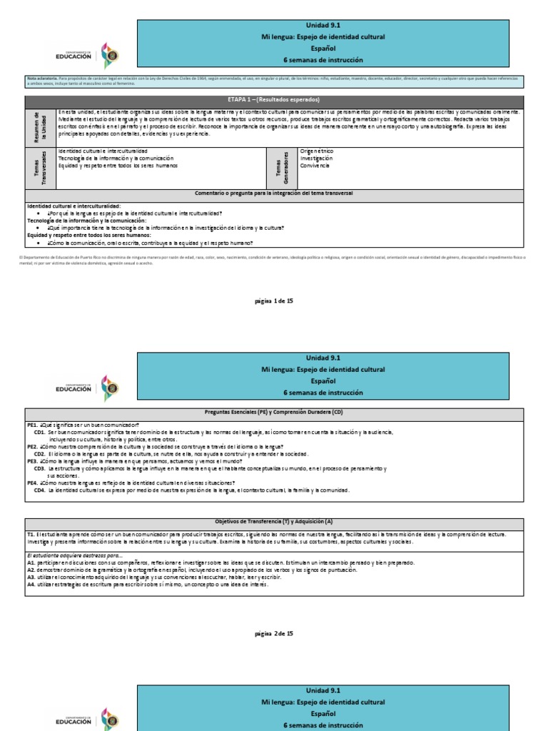 Unidad 9.1 Mi Lengua - Espejo de Identidad Cultural | PDF | Palabra | Lengua española