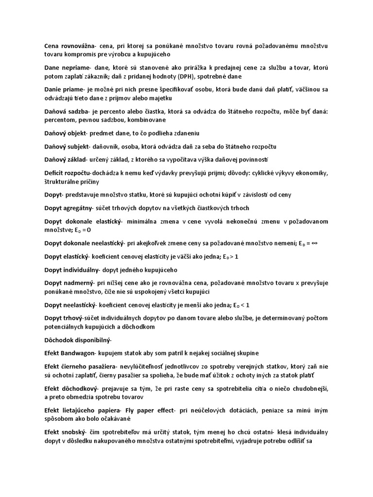 Pojmy Ekonómia | PDF