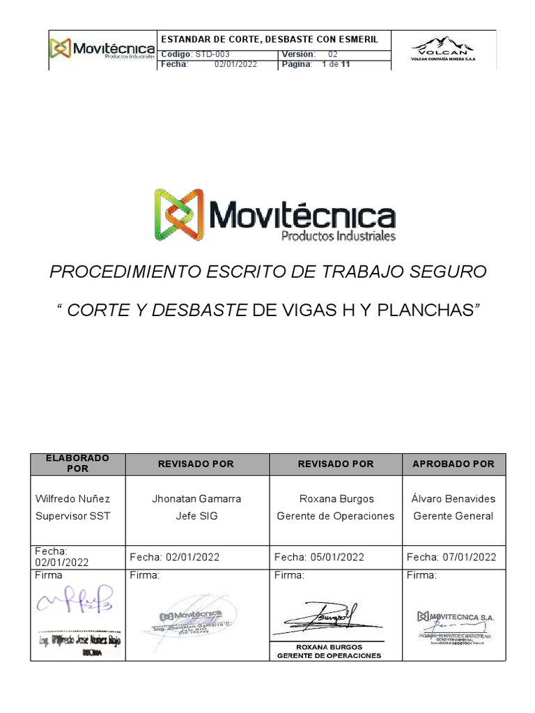 STD-002 Corte, Desbaste Con Esmeril | PDF | Herramientas | Tratamiento de aguas residuales