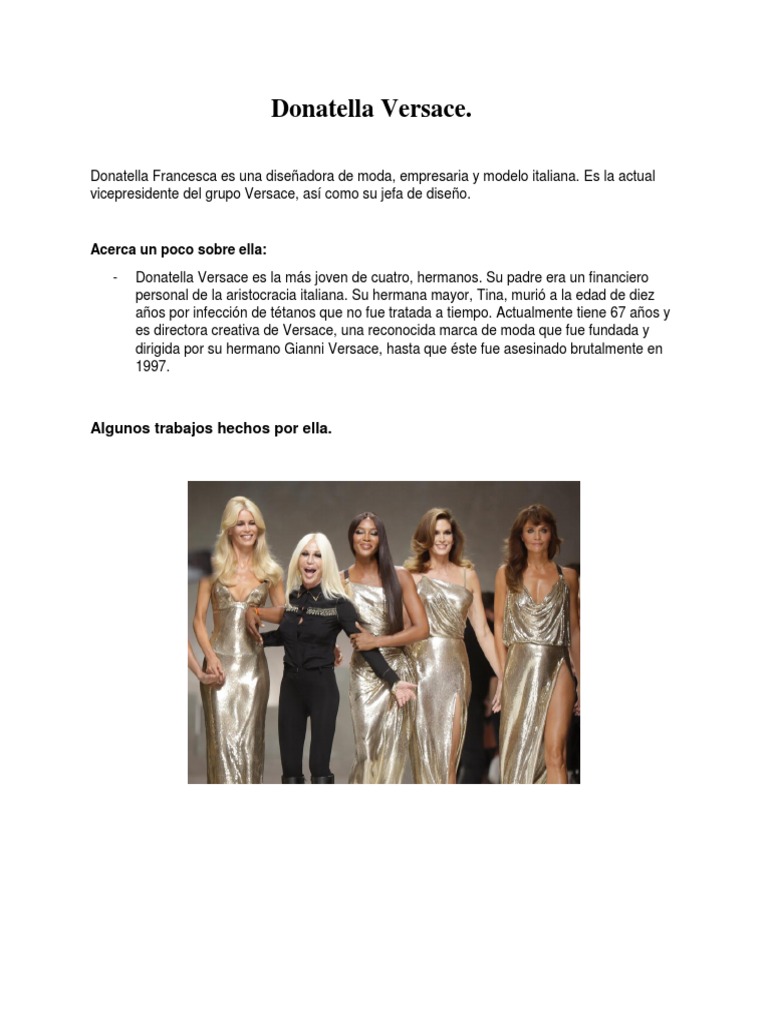 Biografía de Donatella Versace | PDF | Estilo de vida