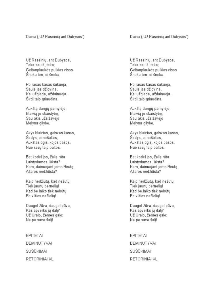 Dainos Tekstas | PDF